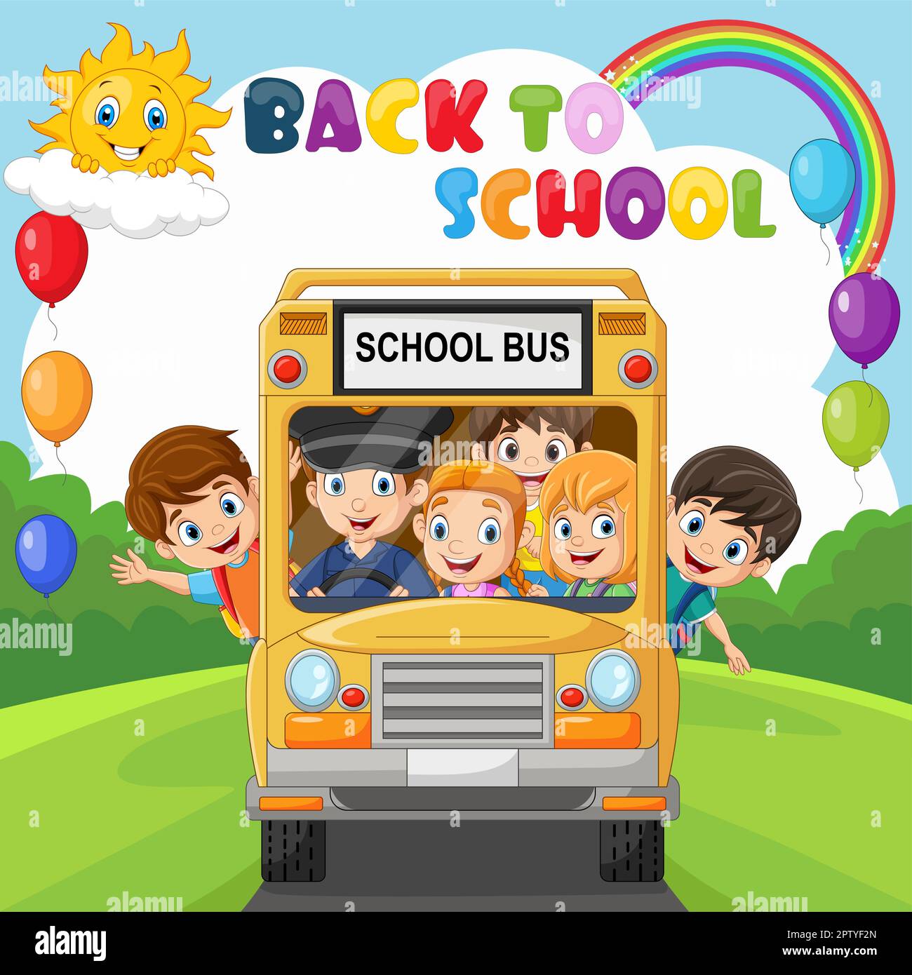 School bus park Stock Vector Images - Alamy