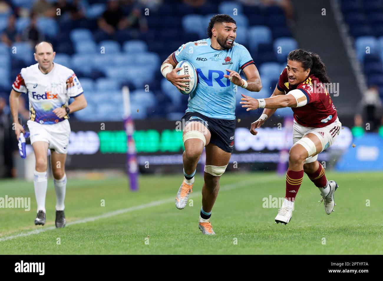 Sydney, Australia. 28th Apr, 2023. Taleni Seu of the Waratahs runs with ...