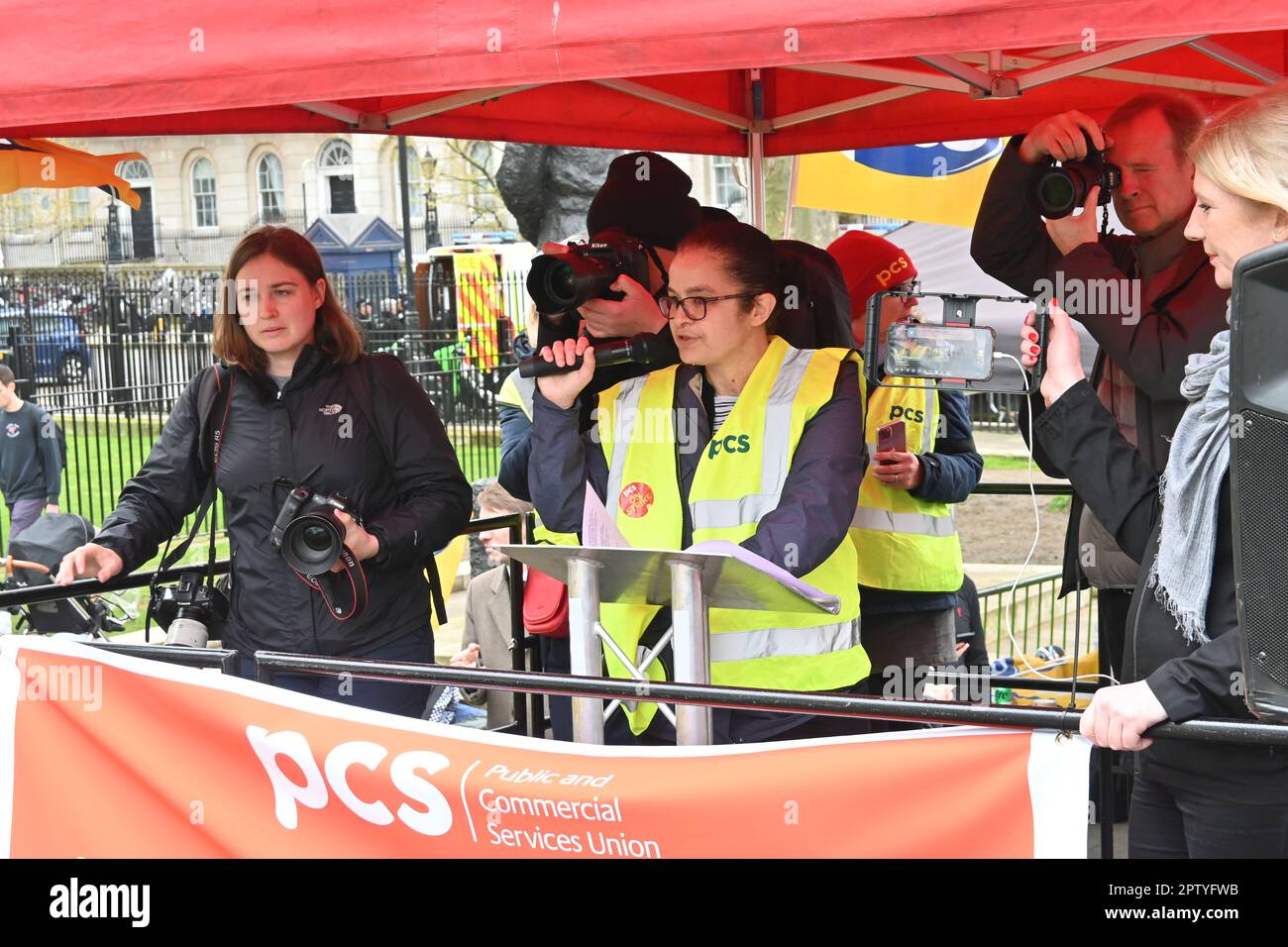 London, UK. 28th Apr, 2023. Paulette chair and open up the rally at PCS ...