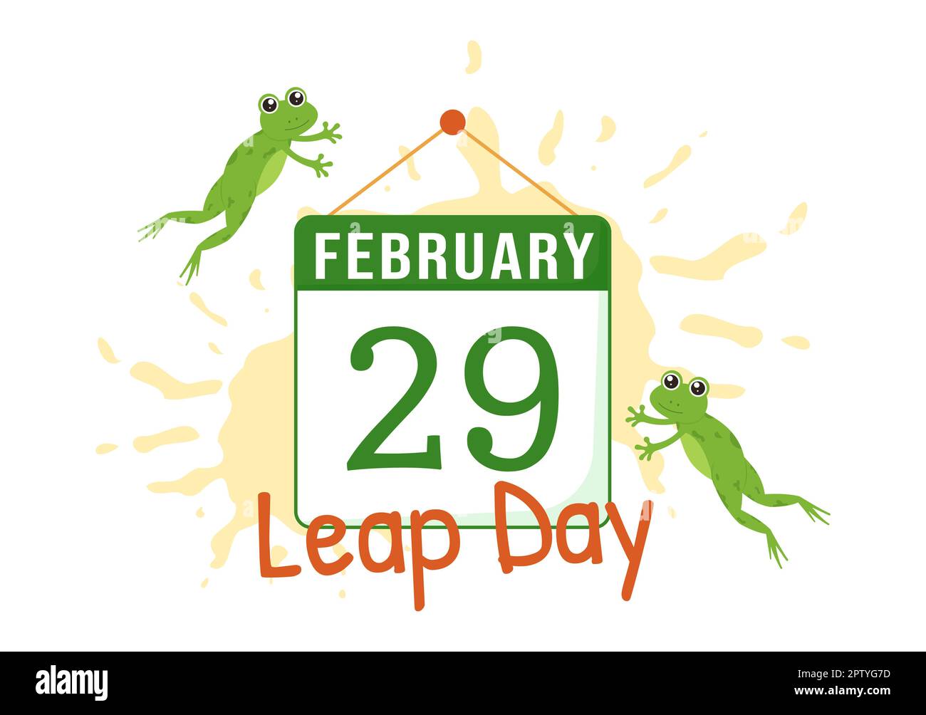 Happy Leap Day on 29 February with Cute Frog in Flat Style Cartoon Hand ...