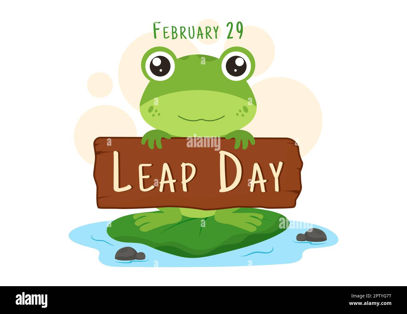 Happy Leap Day on 29 February with Cute Frog in Flat Style Cartoon Hand ...
