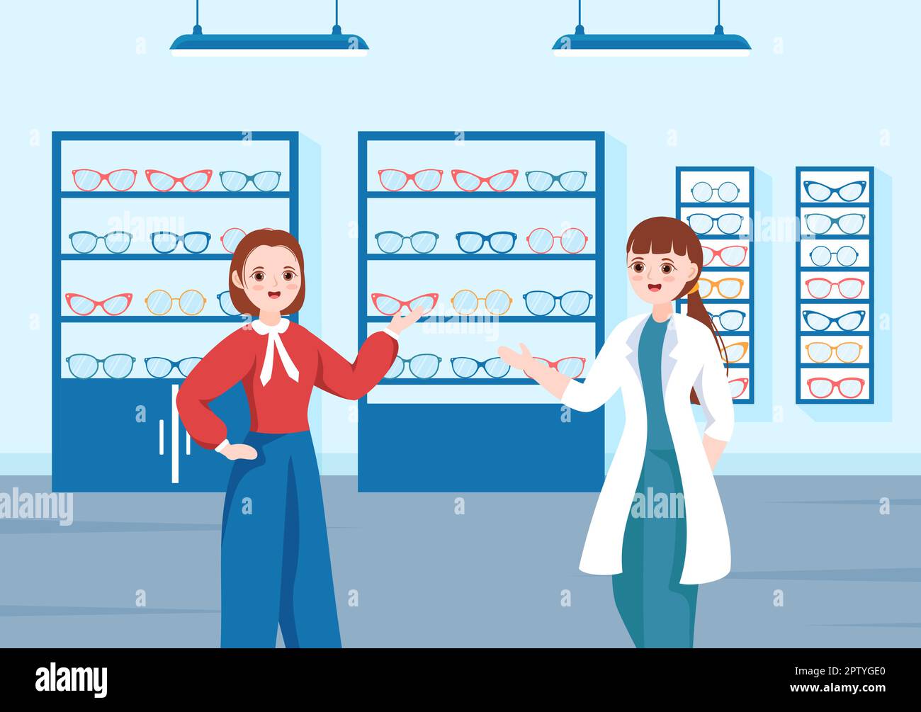 Eye Glasses Store or Optical Shop with Accessories, Optician, Checking ...