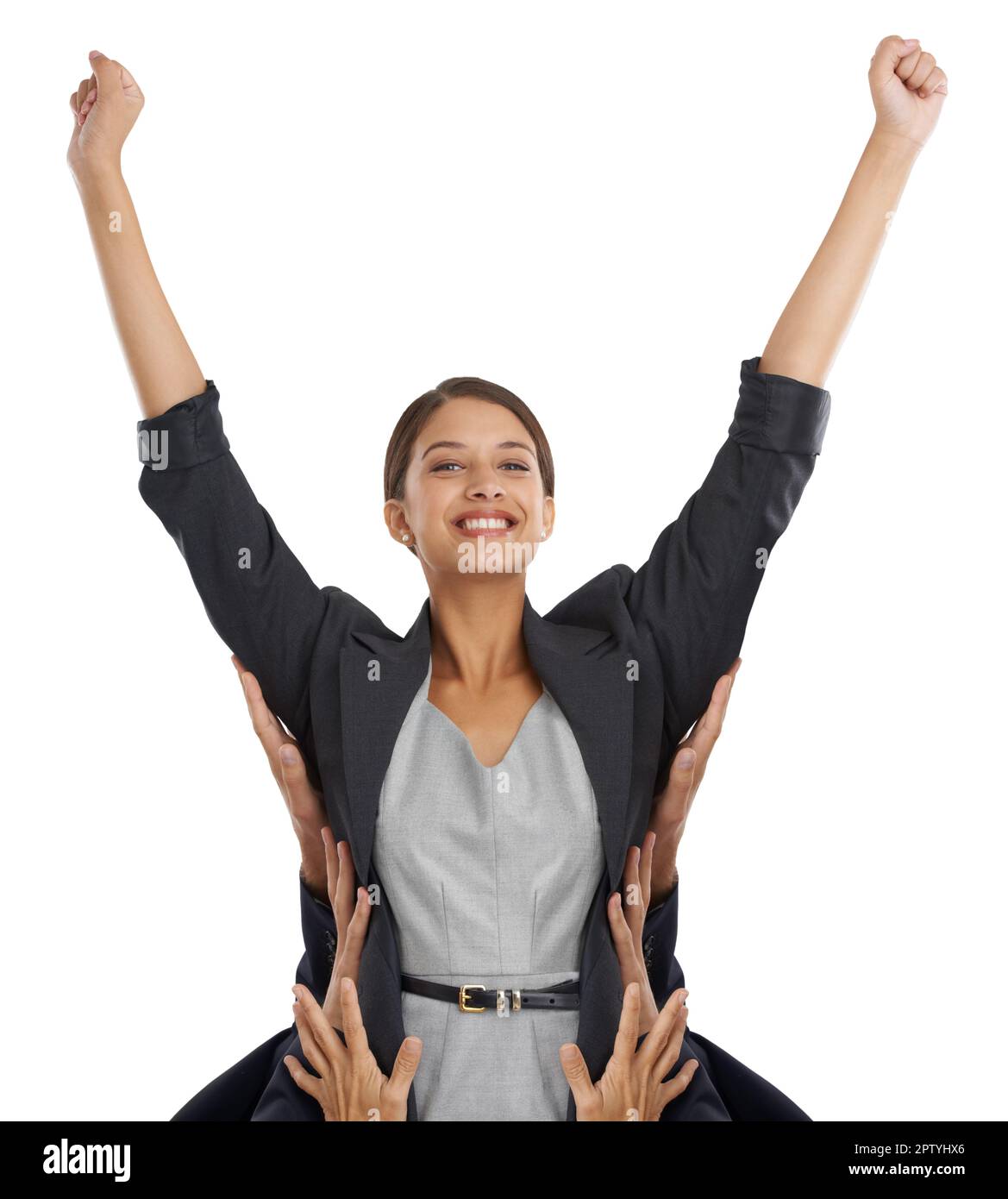 Supporting their colleague to victory. Studio shot of a young ...