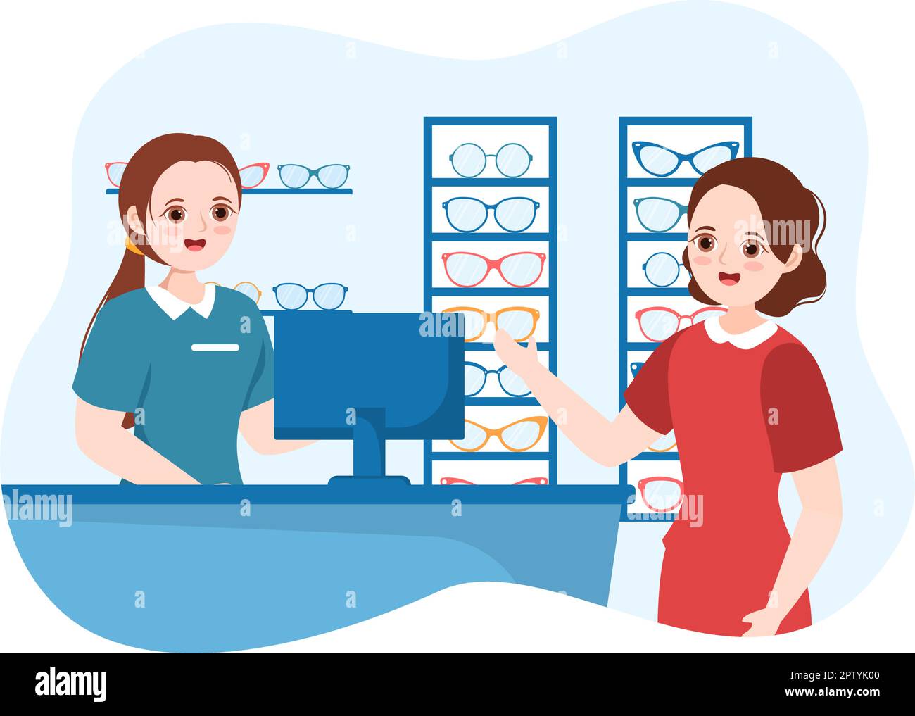 Eye Glasses Store or Optical Shop with Accessories, Optician, Checking ...