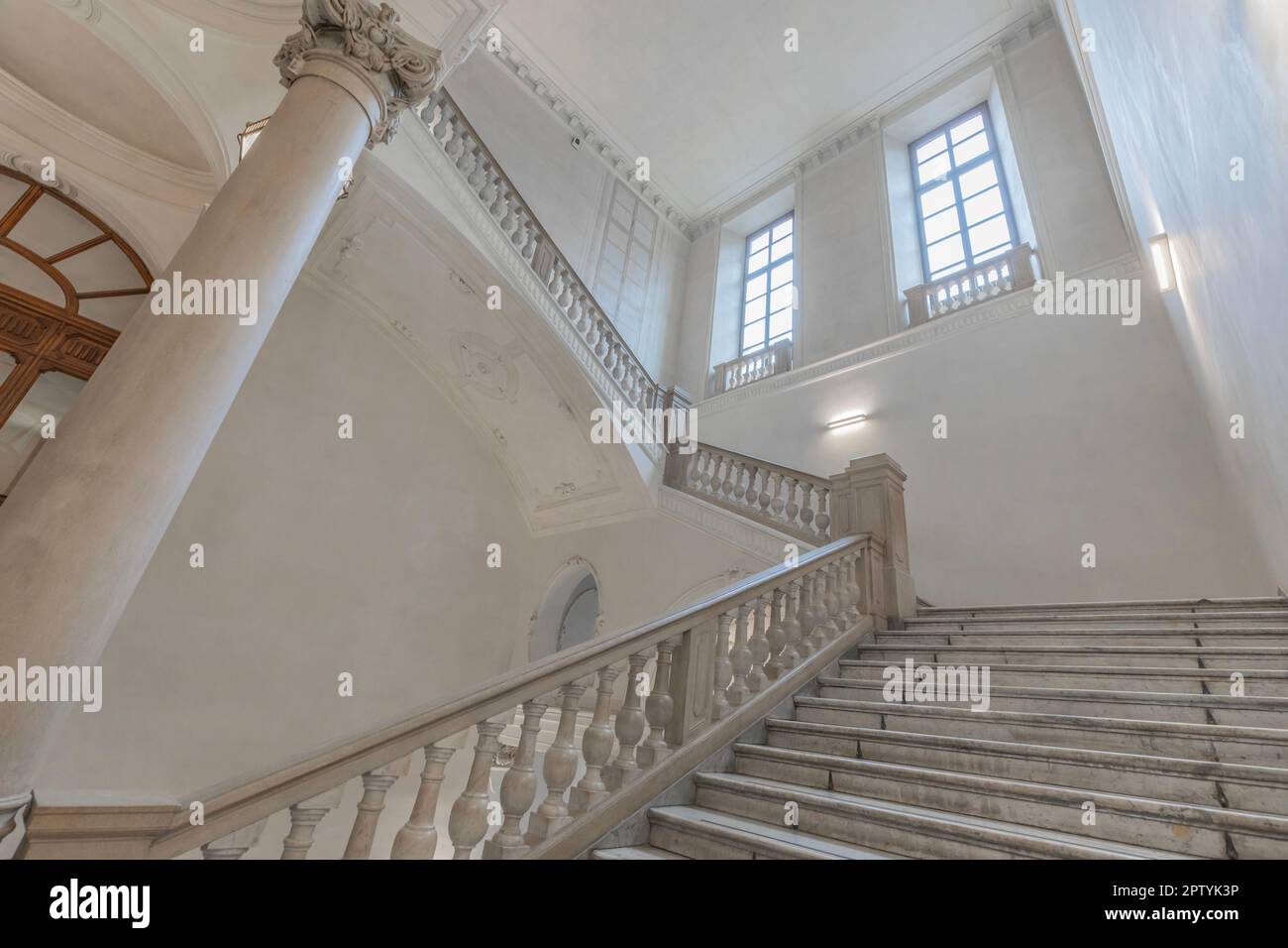 TURIN, ITALY - CIRCA MAY 2021: luxury staircase made of marble in an ...