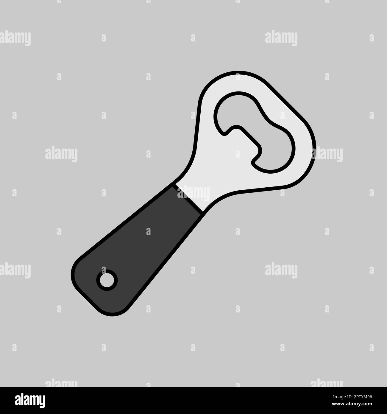 Close up of bottle opener vector grayscale icon. Kitchen appliances ...