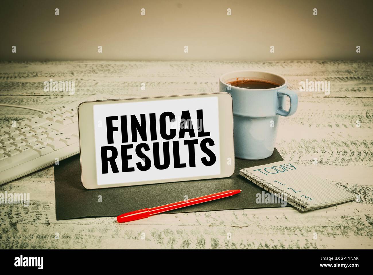 Hand writing sign Finical Results, Business overview written records ...