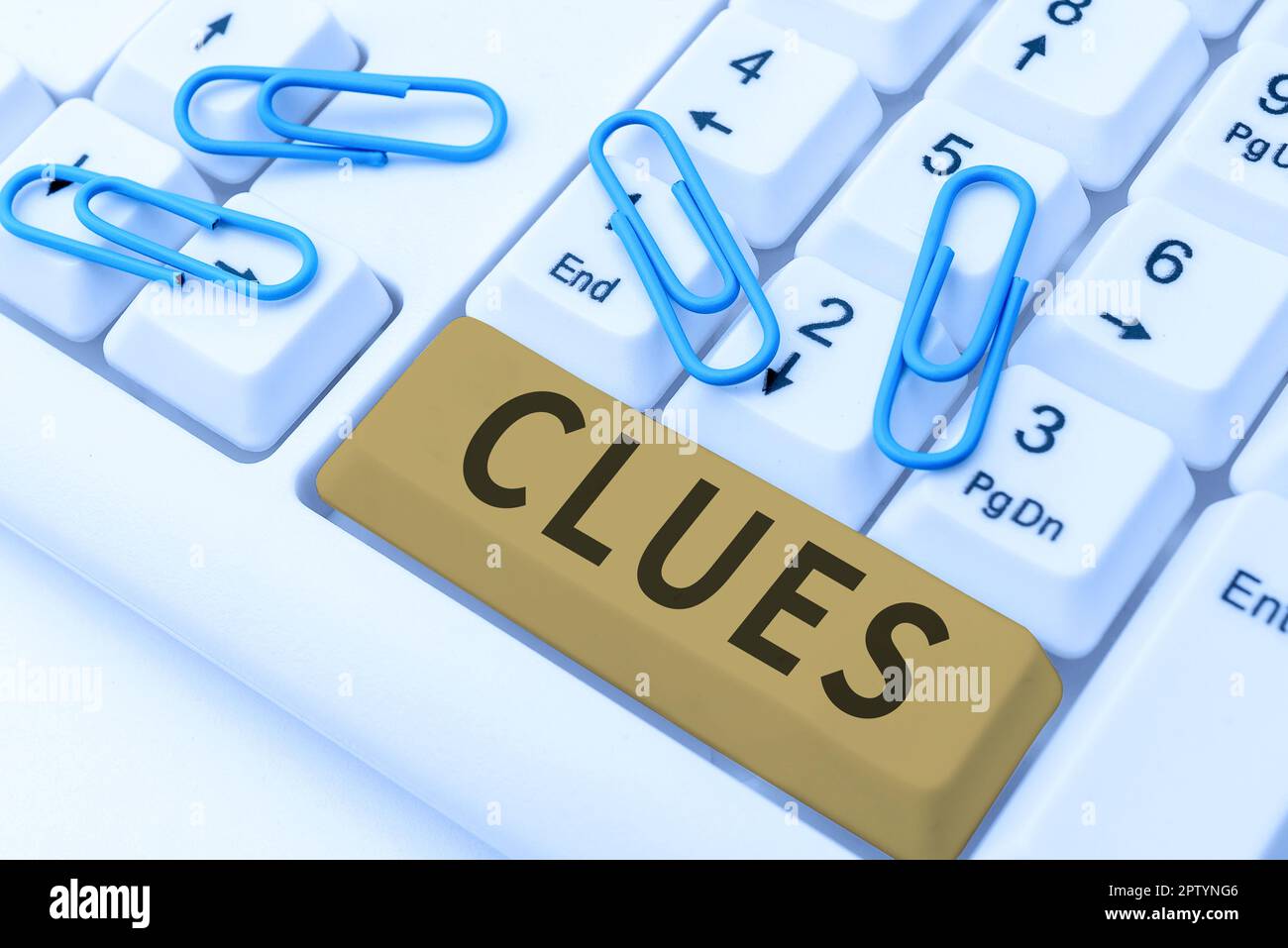 Hand writing sign Clues, Internet Concept Piece of evidence information ...
