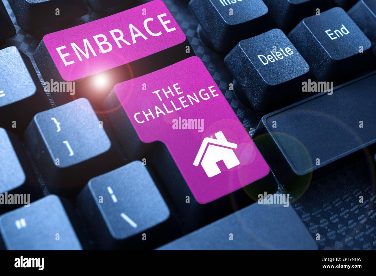 Conceptual caption Embrace The Challenge, Word Written on Face any ...