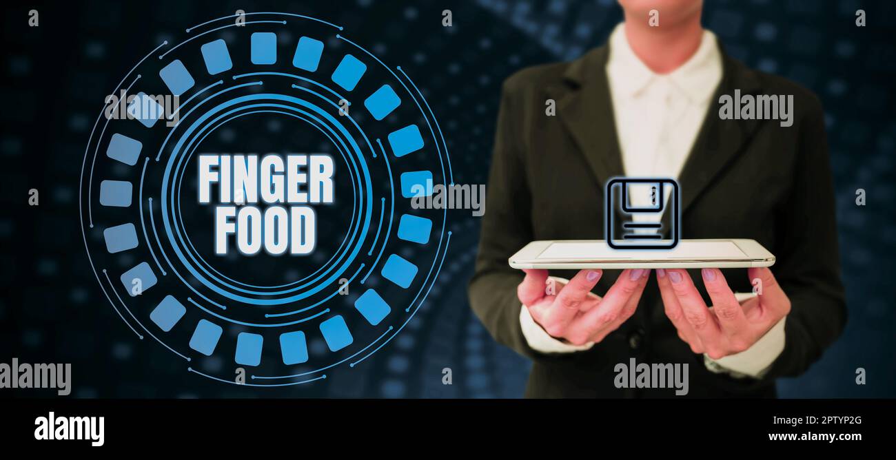Inspiration showing sign Finger Food, Concept meaning products and ...