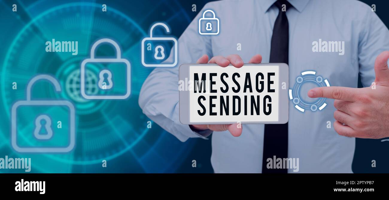 Writing displaying text Message Sending, Business showcase to convey or ...