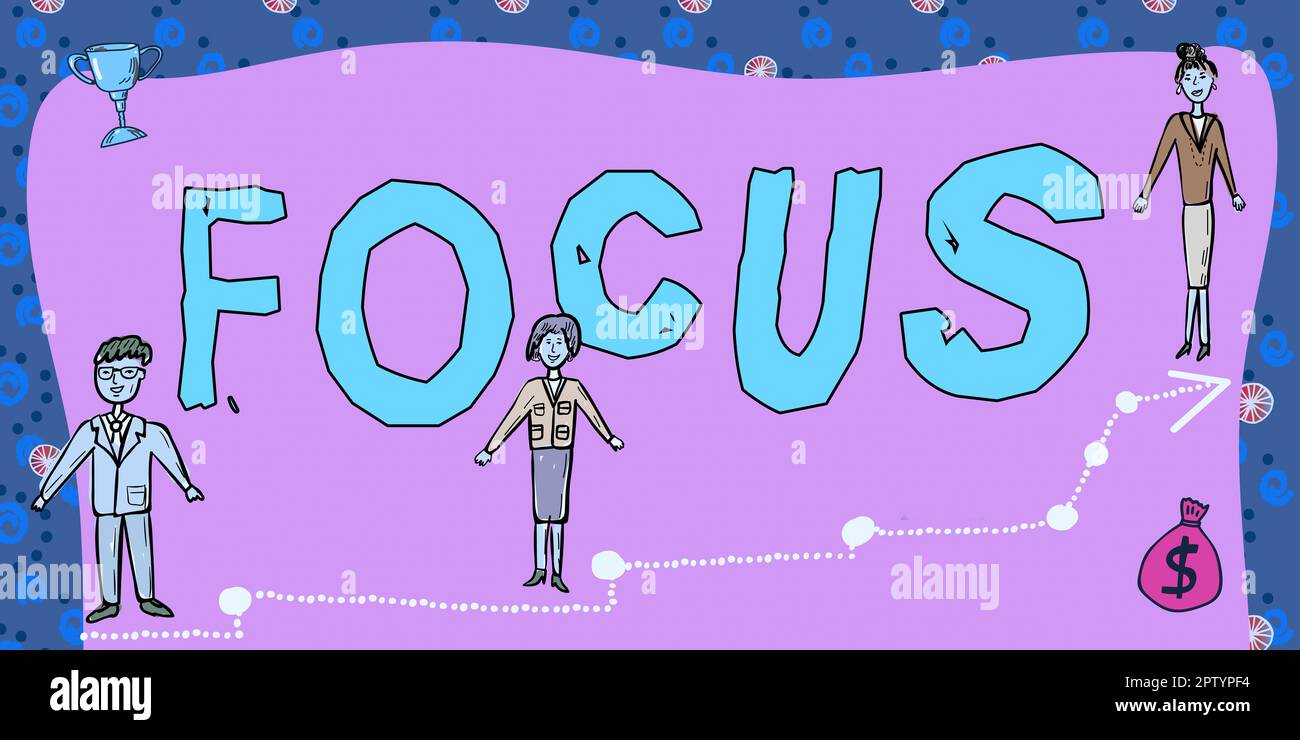 Writing displaying text Focus, Business idea state quality of having or ...