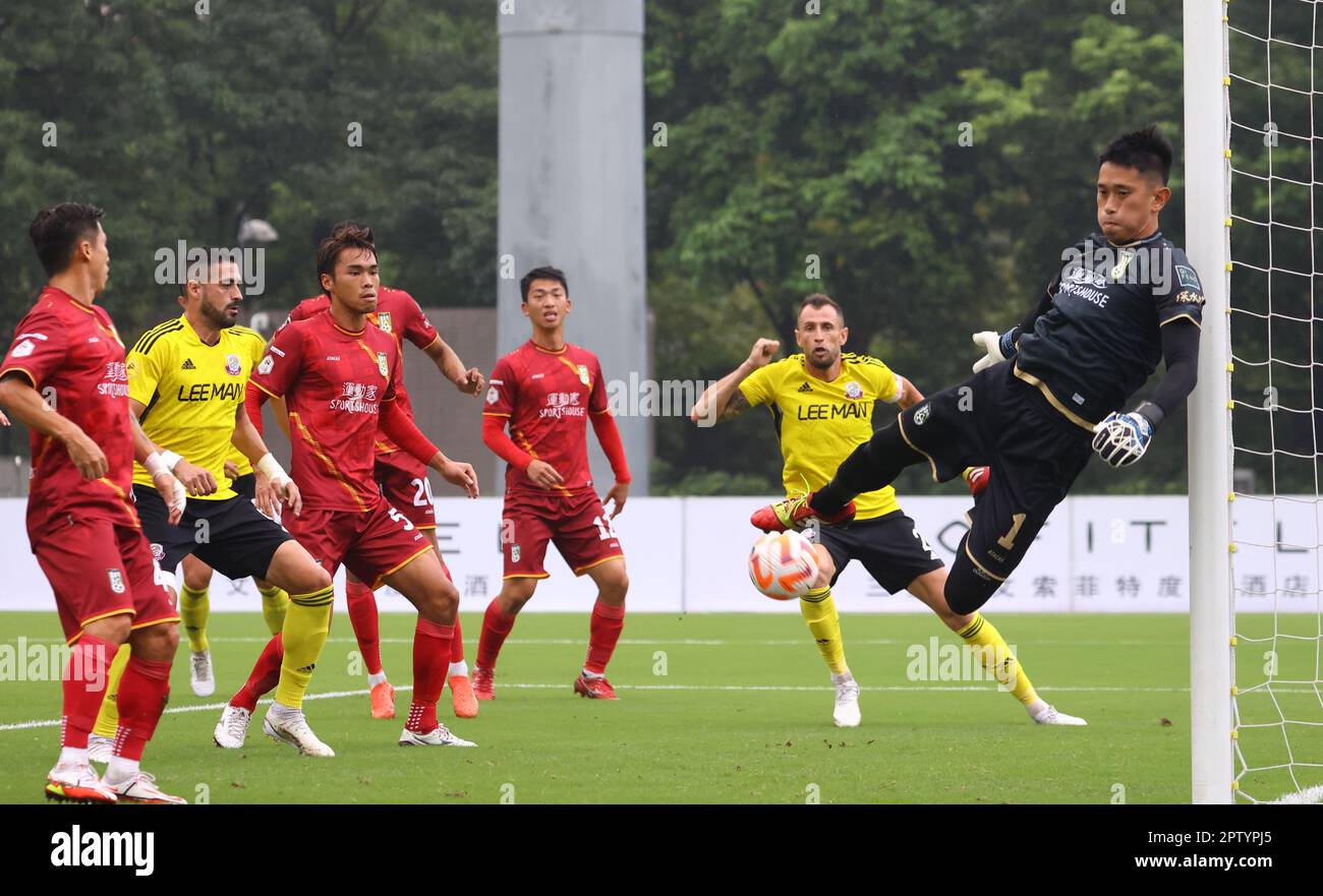 Sham Shui Po's #1 Wong Tsz-chung in action during the HK Premier League ...