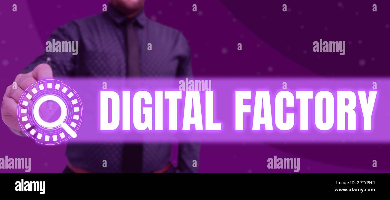 Hand writing sign Digital Factory, Business idea uses digital ...