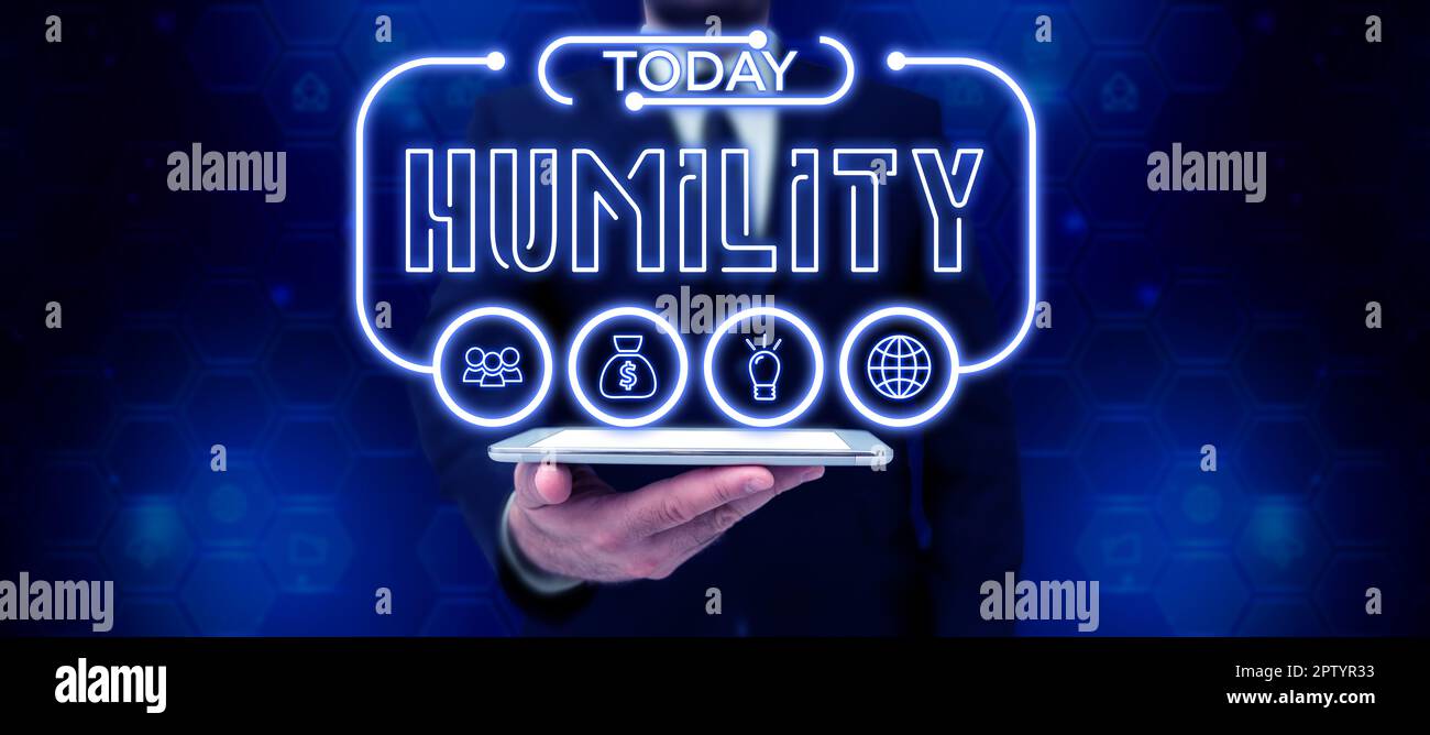 Text caption presenting Humility, Business concept being Humble is a ...