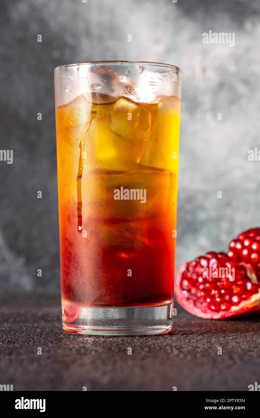 Glass of Florence Fizz Cocktail on gray background Stock Photo - Alamy