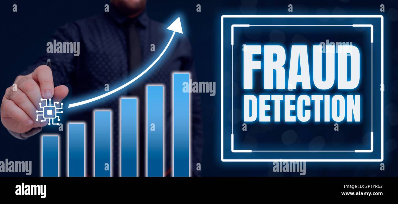 Hand writing sign Fraud Detection, Word for identification of actual or ...