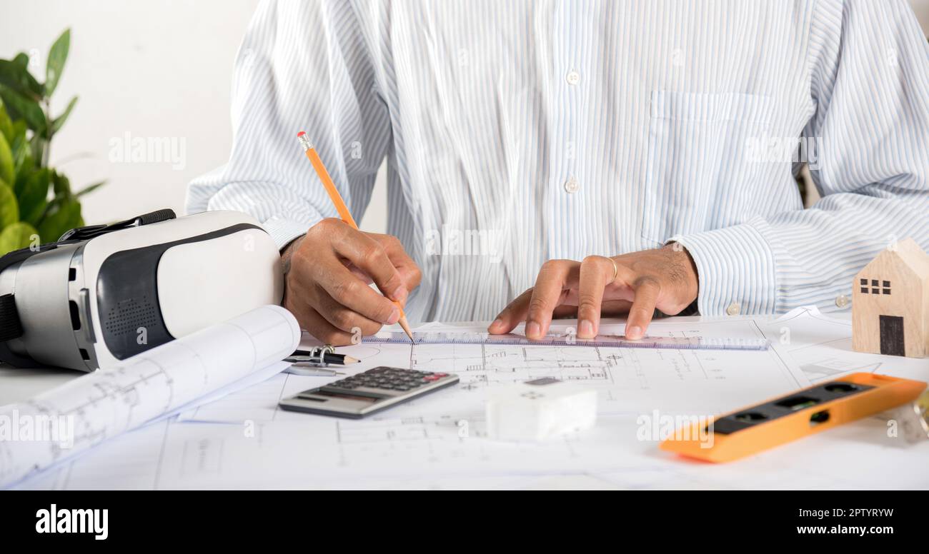 Architect workplace. Architectural building design and construction ...