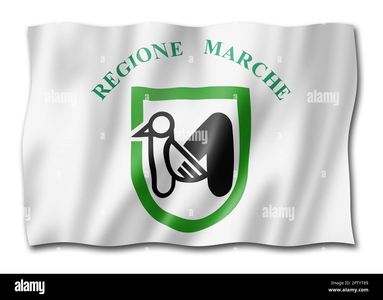 Marche region flag, Italy waving banner collection. 3D illustration ...