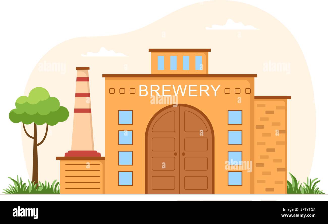 Brewery Production Process with Beer Tank and Bottle Full of Alcohol ...