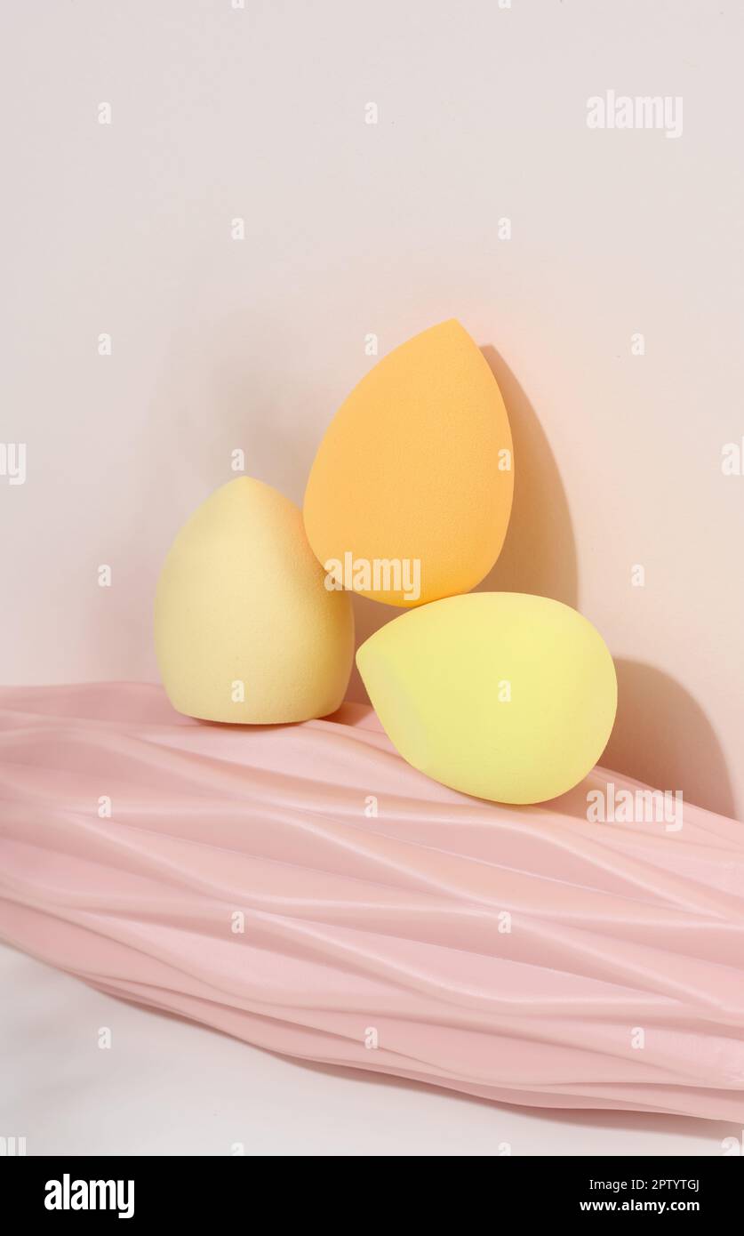 Oval new egg-shaped sponges for cosmetics and foundation Stock Photo ...