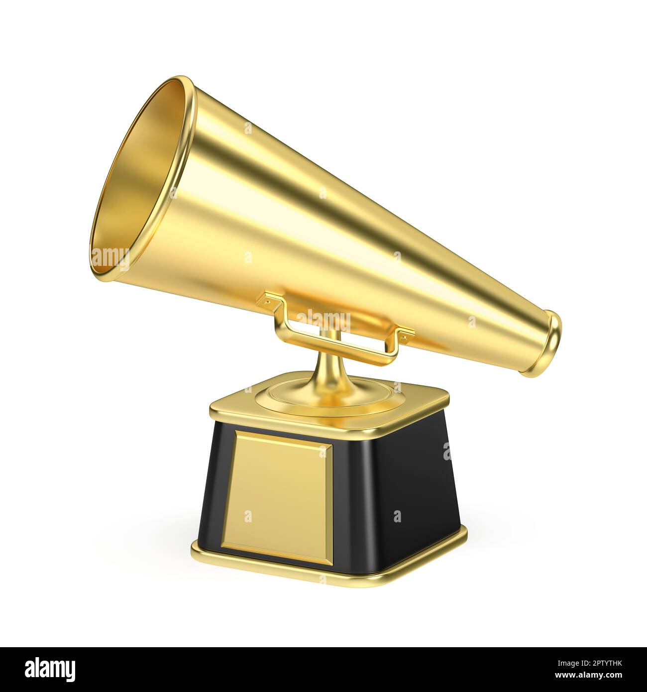 Gold trophy retro megaphone on white background Stock Photo - Alamy