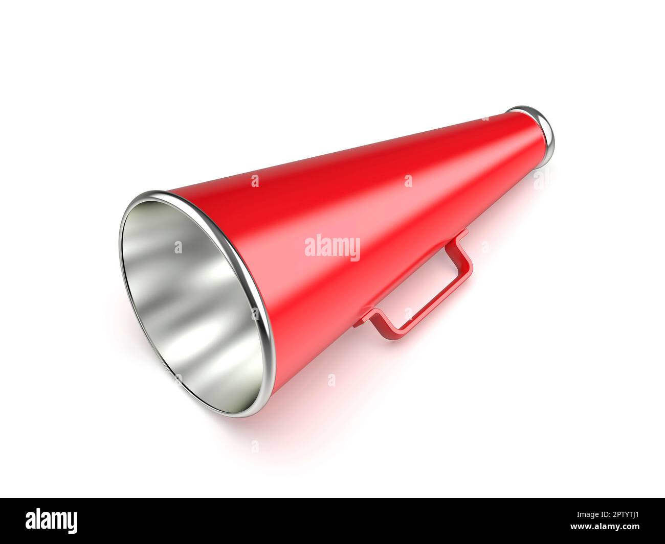 Red vintage megaphone on white background Stock Photo - Alamy