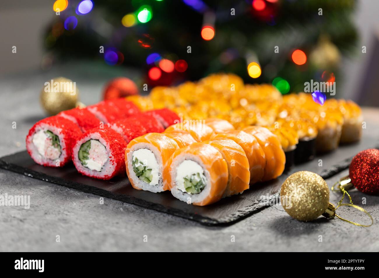 Sushi for Christmas New Year party, winter holiday food delivery menu ...
