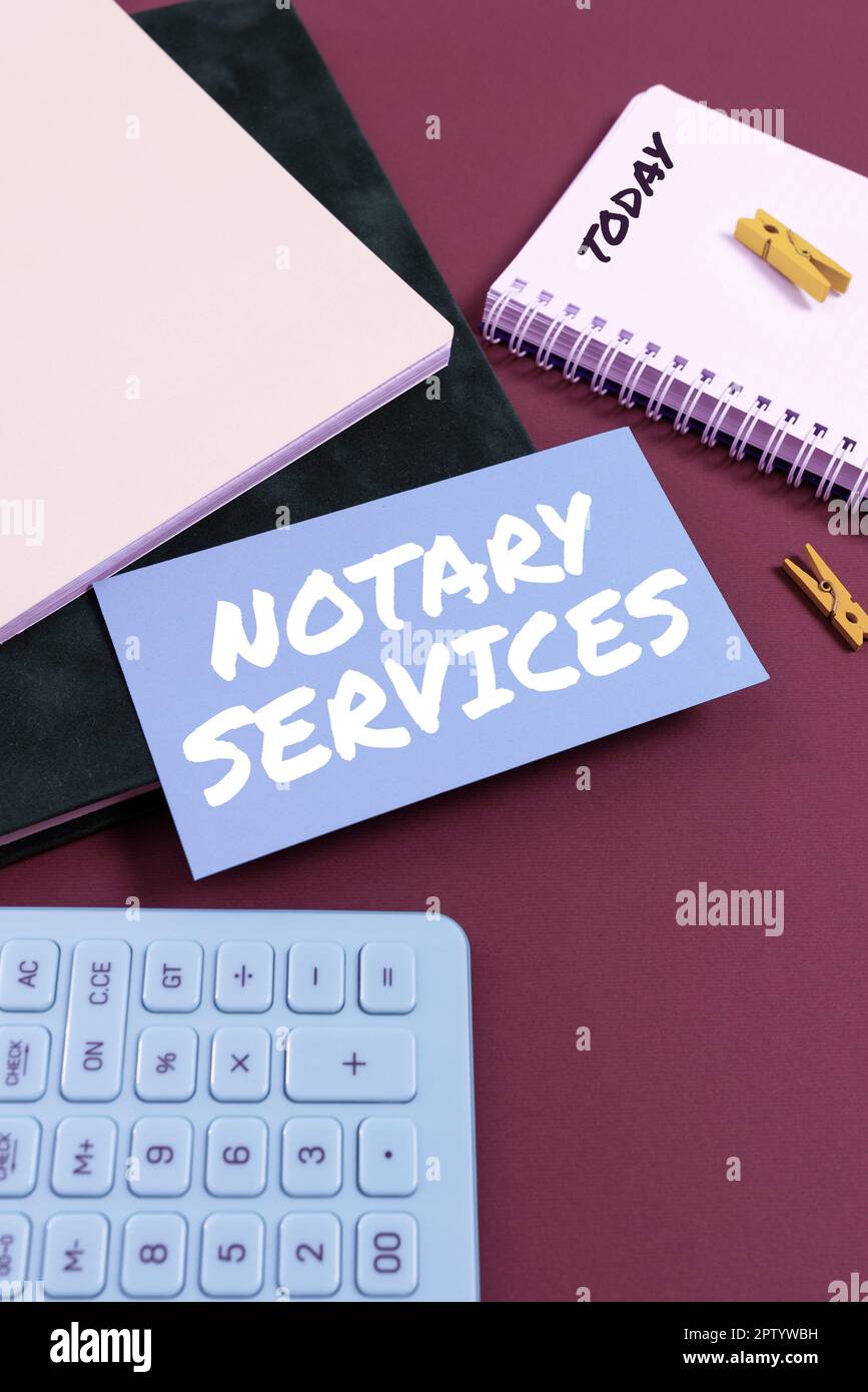 Text showing inspiration Notary Services, Internet Concept services ...