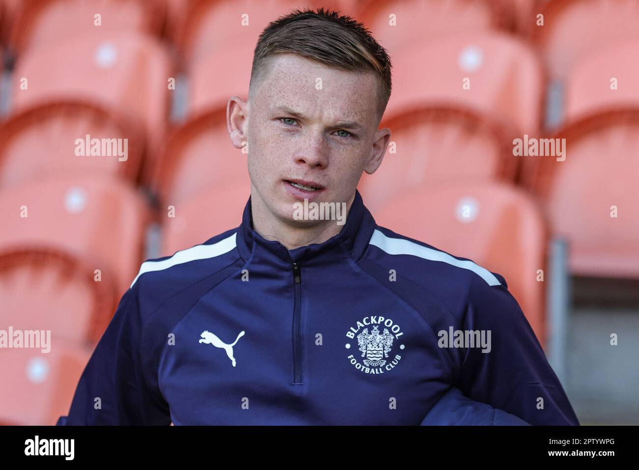 Andy Lyons #24 of Blackpool arrives during the Sky Bet Championship ...