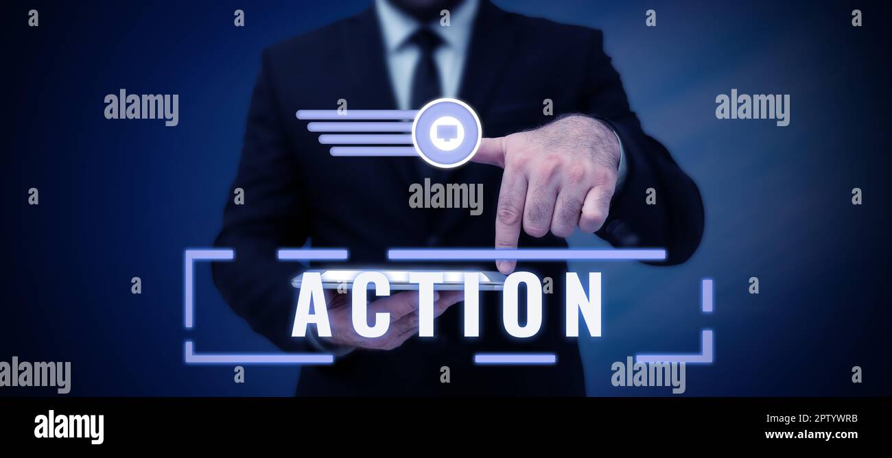 Text showing inspiration Action, Business showcase fact or process ...