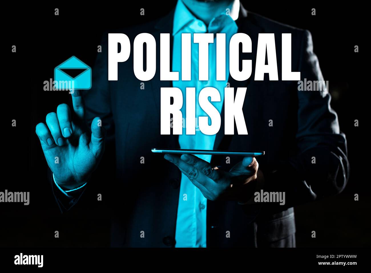 Sign displaying Political Risk, Business concept communications person ...