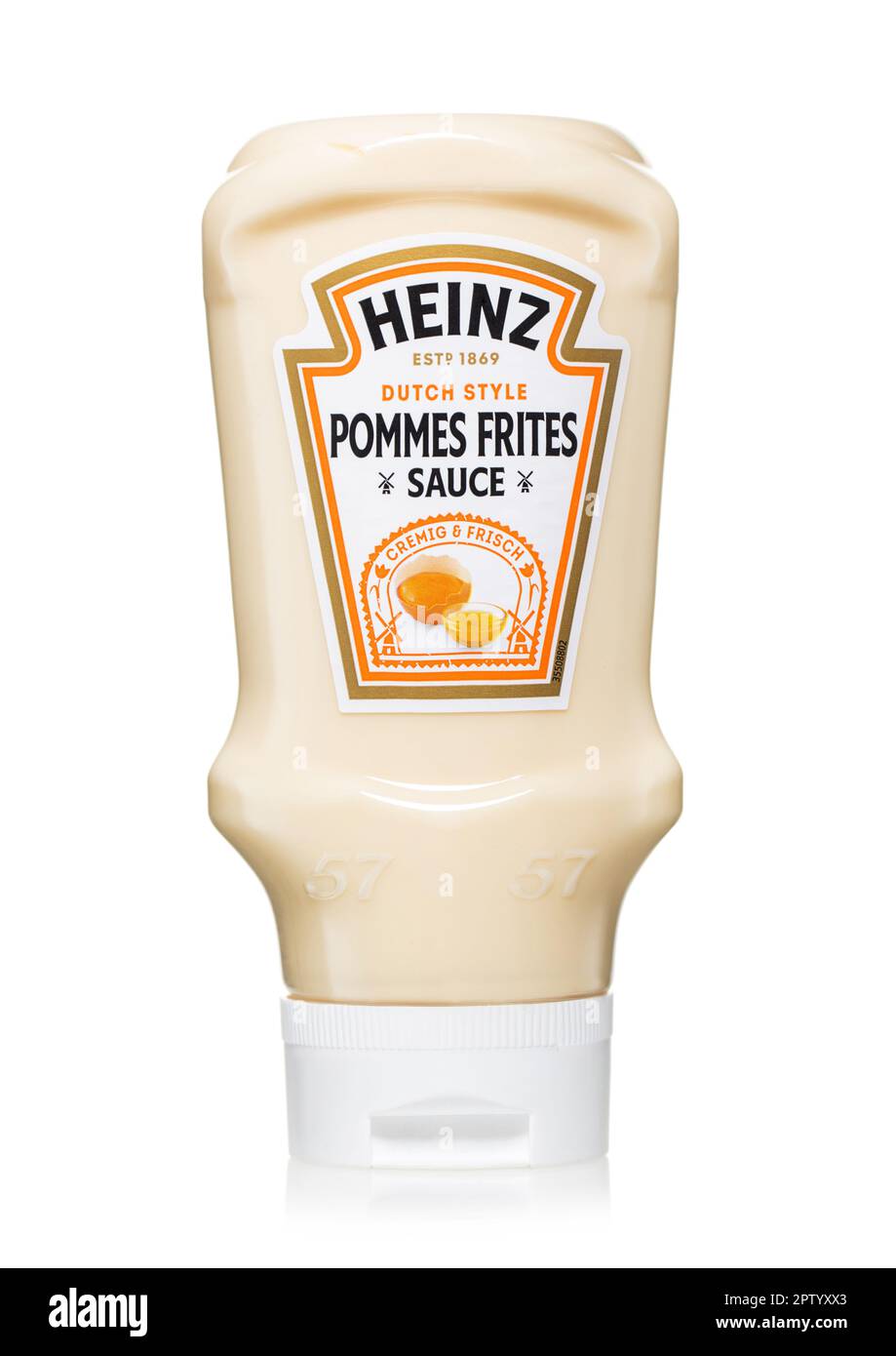 LONDON,UK - APRIL 12, 2023 : Heinz dutch style pommes frites sauce on ...