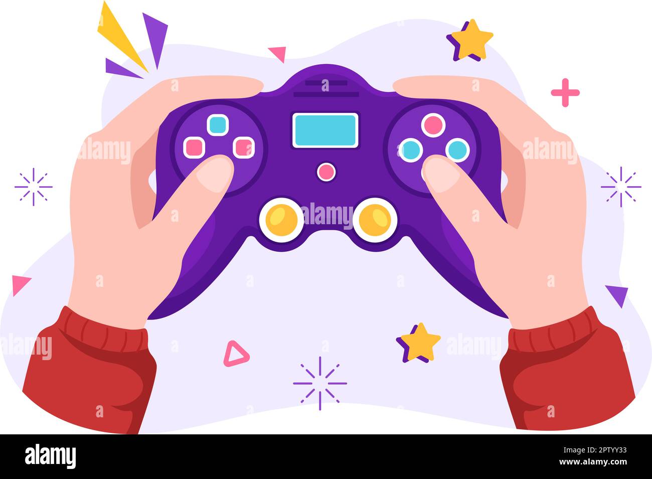 Video Game with Kids Playing Gamepad Controllers Fighting Console on ...