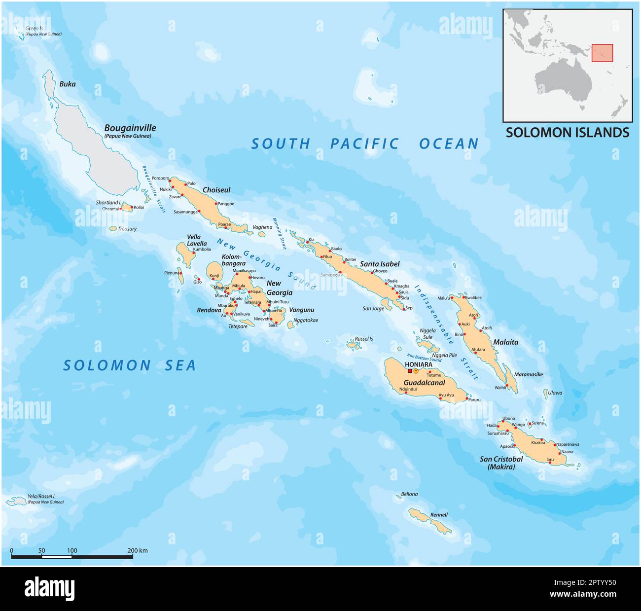 Vector map of the oceanic island state of the Solomon Islands Stock Vector Image & Art - Alamy
