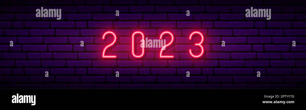 2023 year symbol neon hi-res stock photography and images - Alamy
