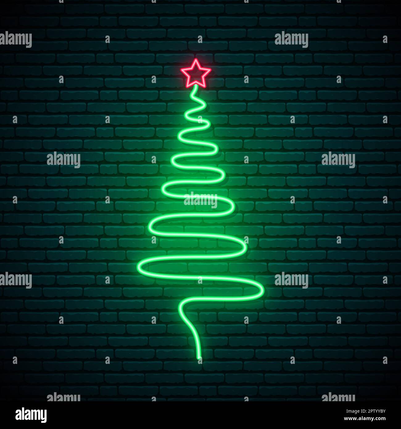 Neon christmas tree glowing Stock Vector Images - Alamy
