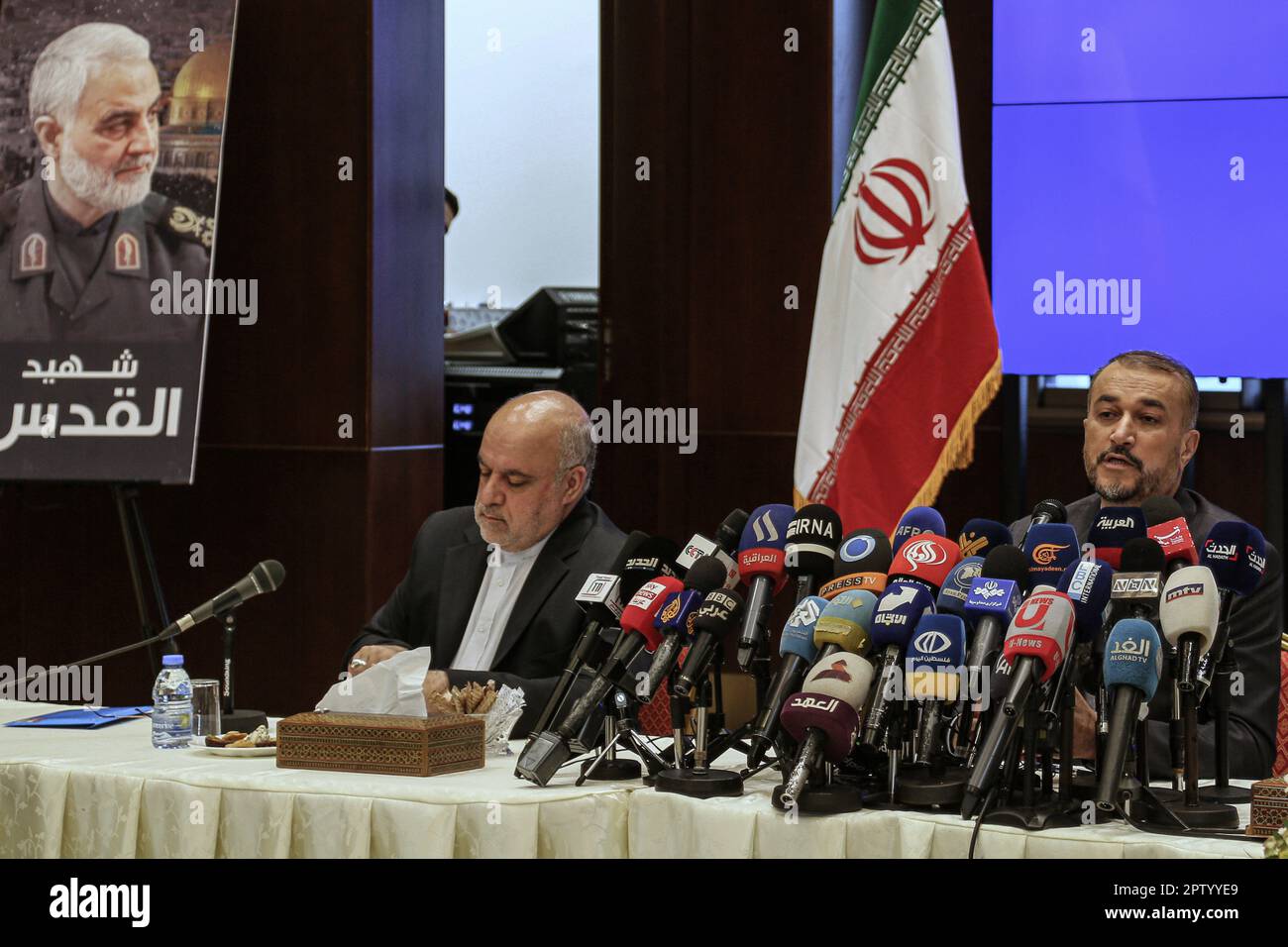 Beirut Lebanon 28th Apr 2023 Iranian Foreign Minister Hossein Amir