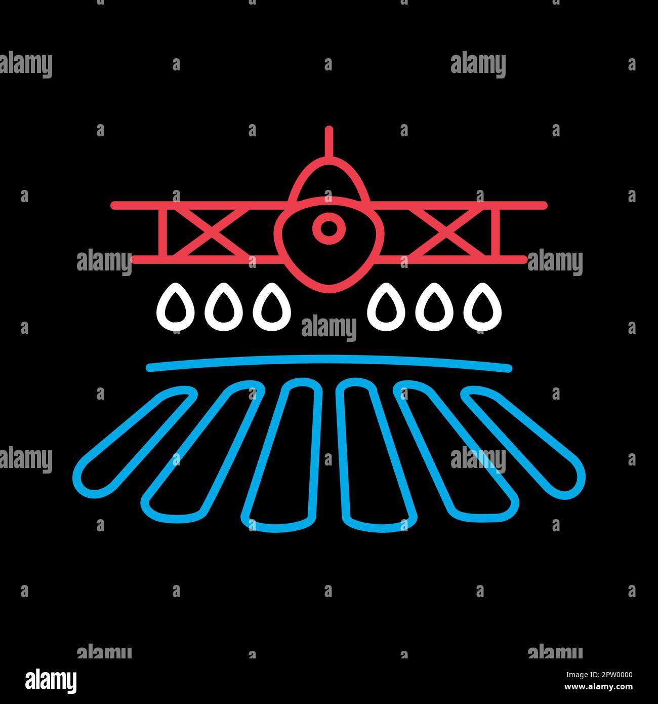 Crop duster airplane spraying a farm field icon Stock Vector Image ...