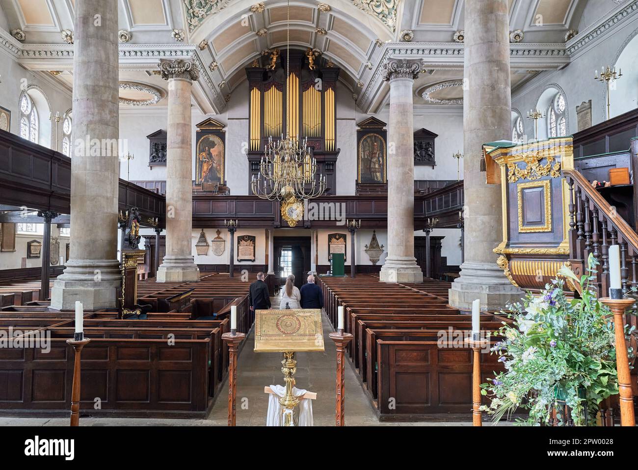 The nave and organ at All Saints christian church, built by Wren in the ...