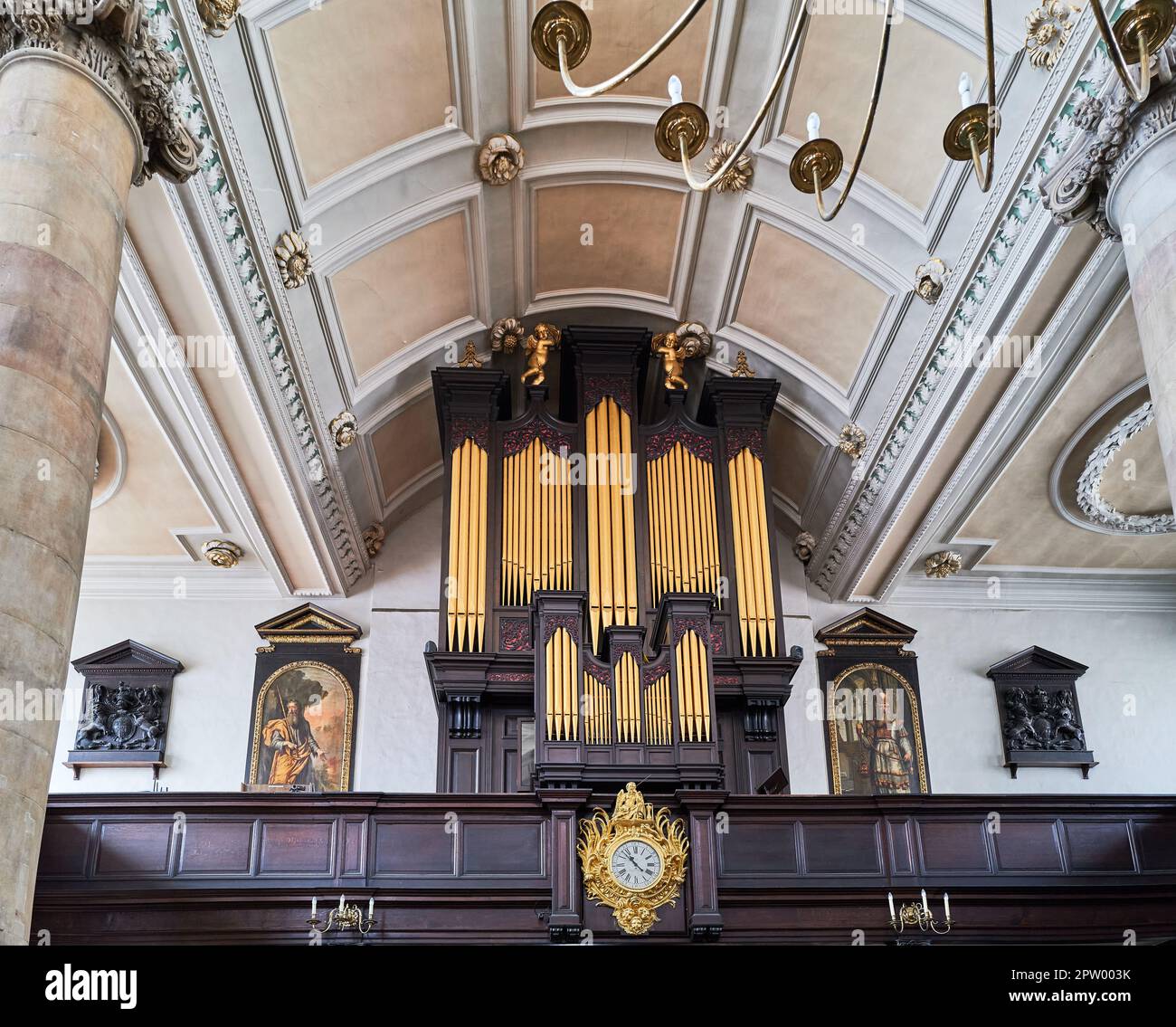The organ at All Saints christian church, built by Wren in the ...