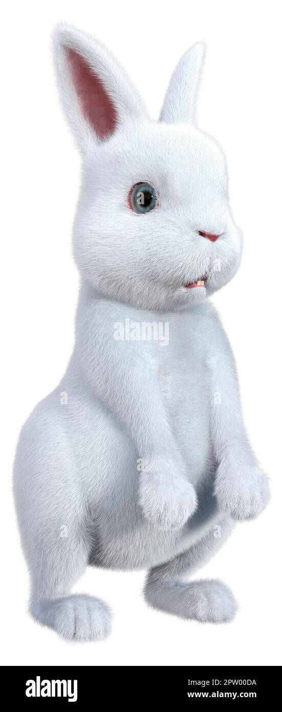 3D rendering of a white bunny isolated on white background Stock Photo ...