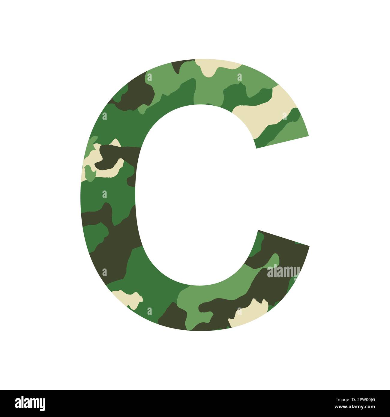 English alphabet letter C, khaki style isolated on white background ...