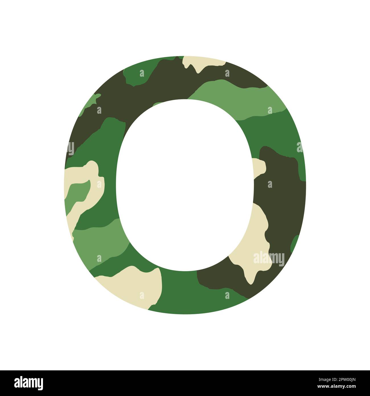 English alphabet letter O, khaki style isolated on white background ...