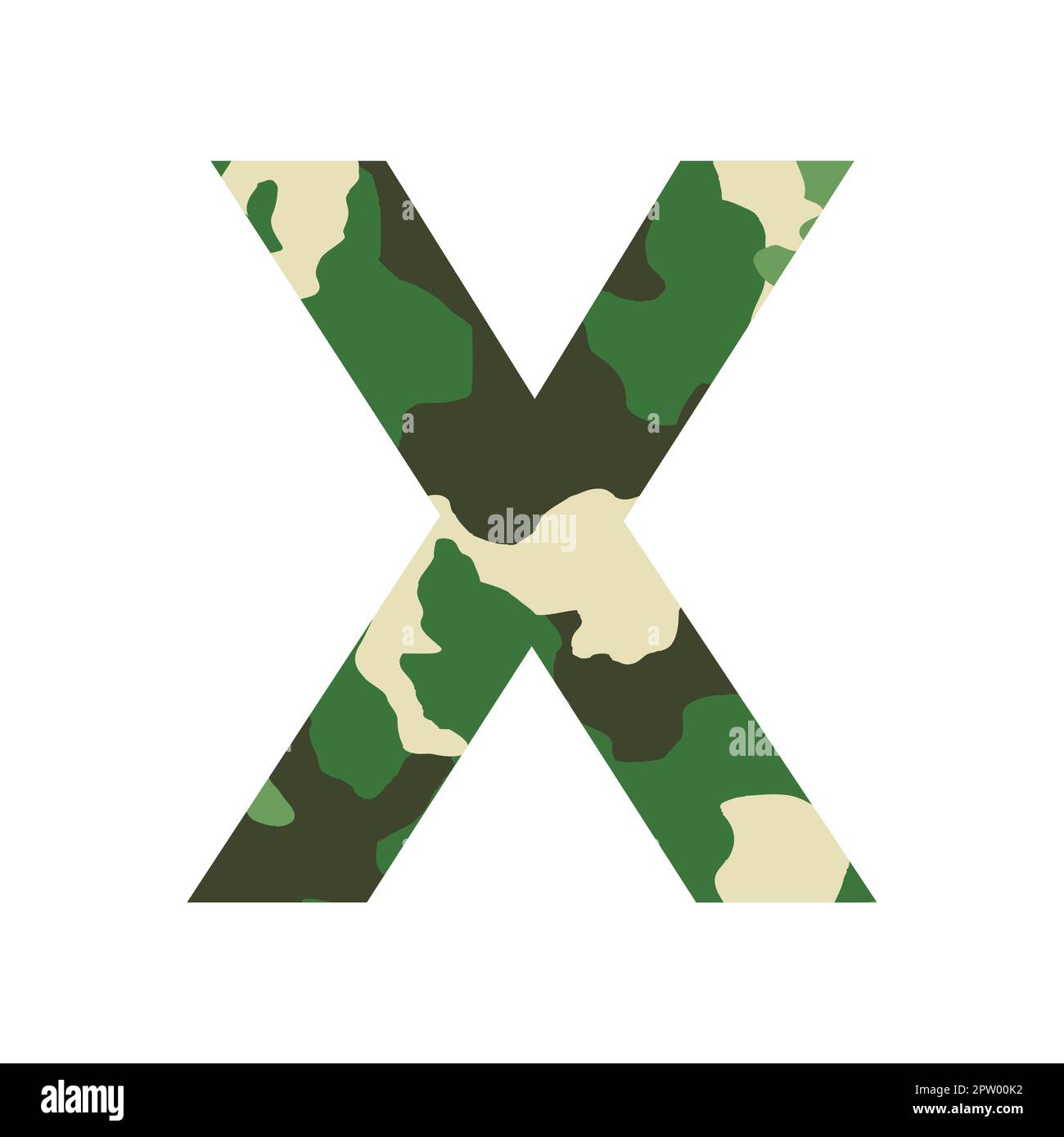 English alphabet letter X, khaki style isolated on white background ...