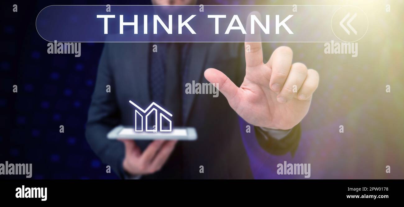 Text caption presenting Think Tank, Business idea Thinking of ...