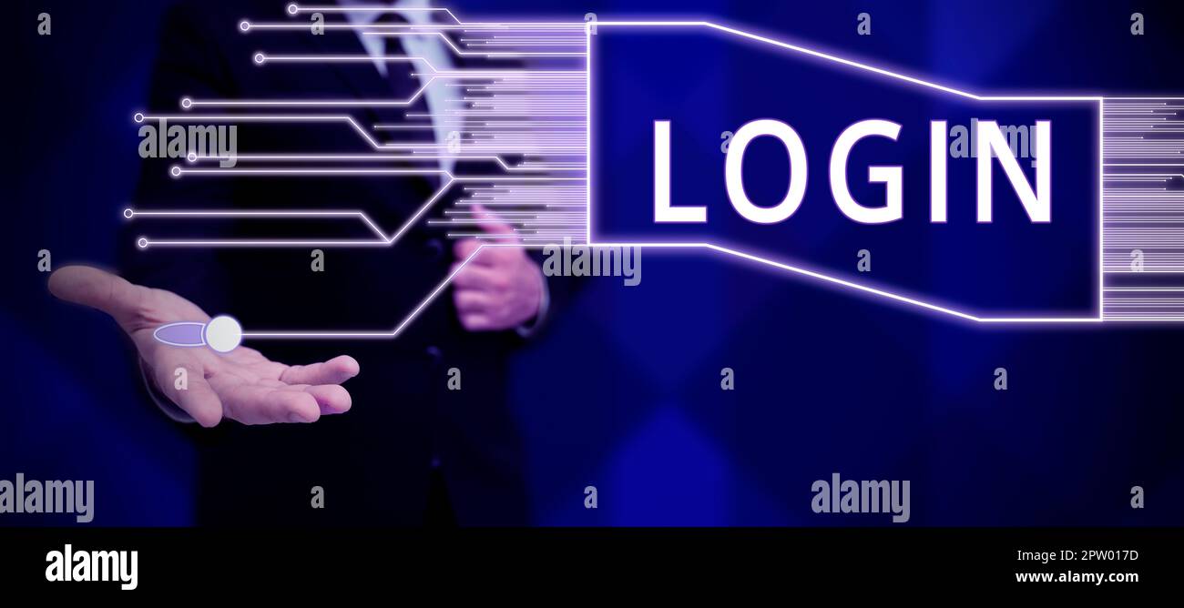 Conceptual caption Login, Internet Concept Entering website Blog using ...