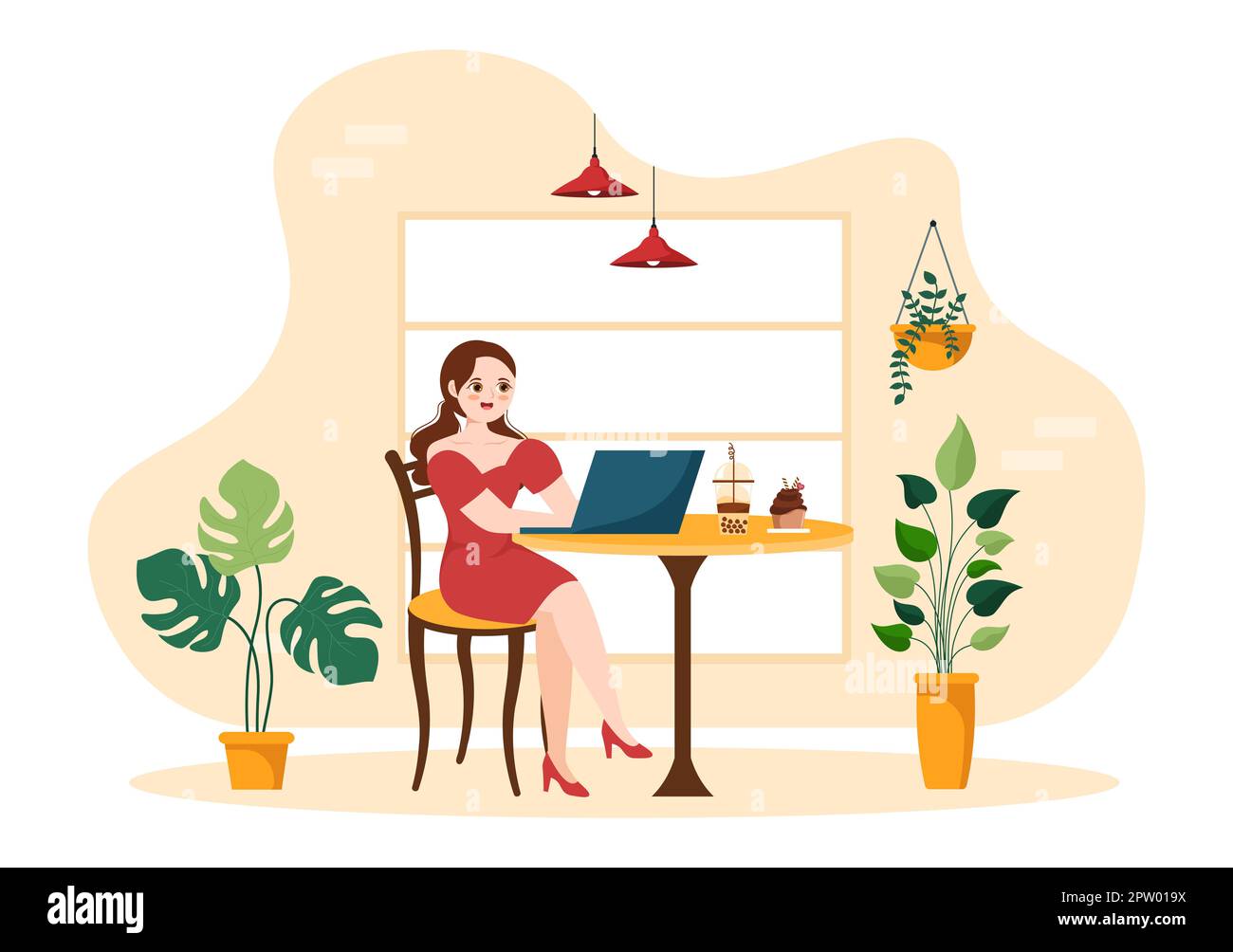 Internet Cafe of Young People Playing Games, Workplace use a Laptop ...