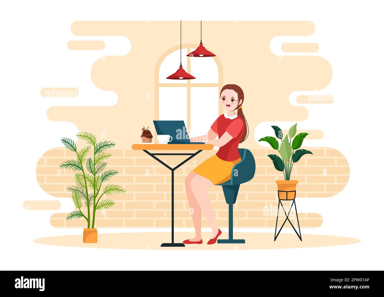 Internet Cafe of Young People Playing Games, Workplace use a Laptop ...