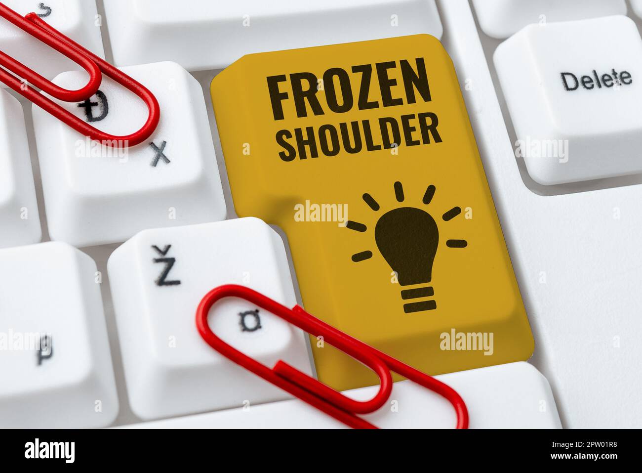 Text sign showing Frozen Shoulder, Word Written on characterized by ...